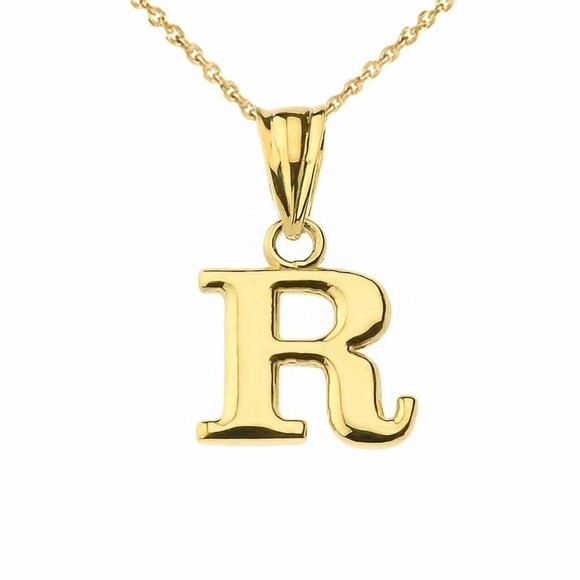 Element Shine | Jewelry | K Solid Gold Small Mini Initial Letter R ...